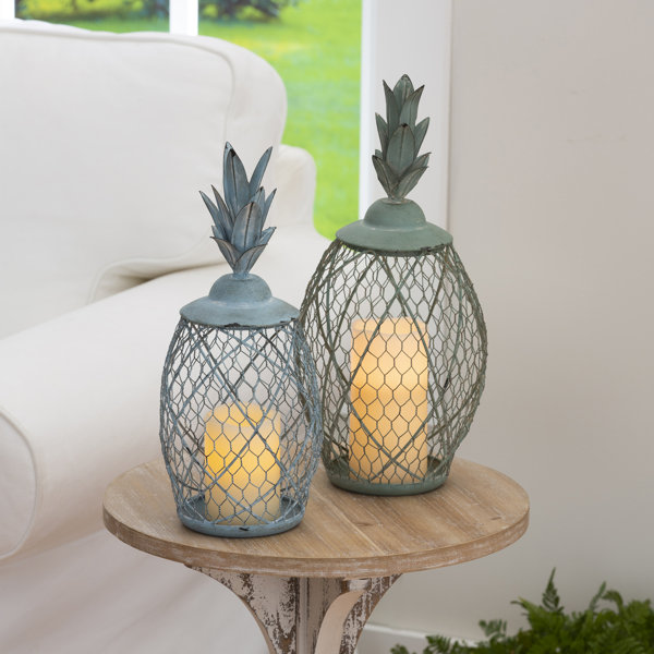 Evergreen Enterprises, Inc Pineapple Metal Lantern 2 Piece Collection | Wayfair